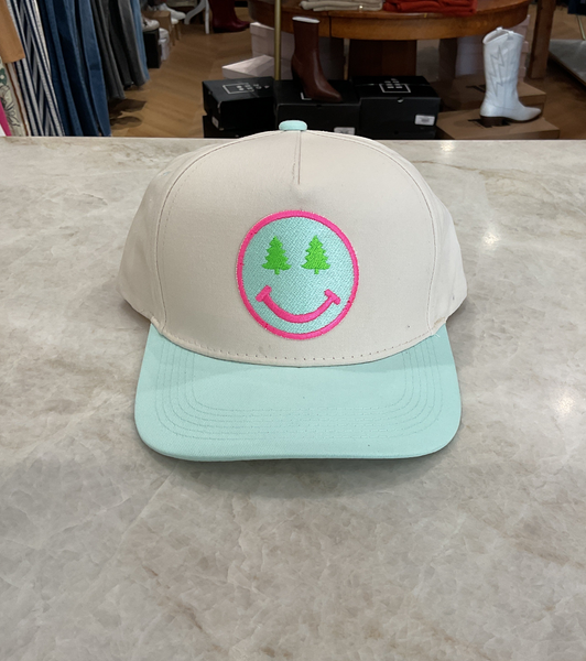 Trucker Hat- Smiley trees Mint Green – OhSewPeachy